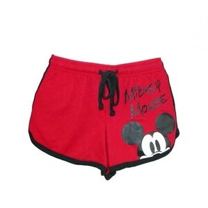 Disney | Shorts | Disney Mickey Mouse Character Knit Lounge Red Shorts ...